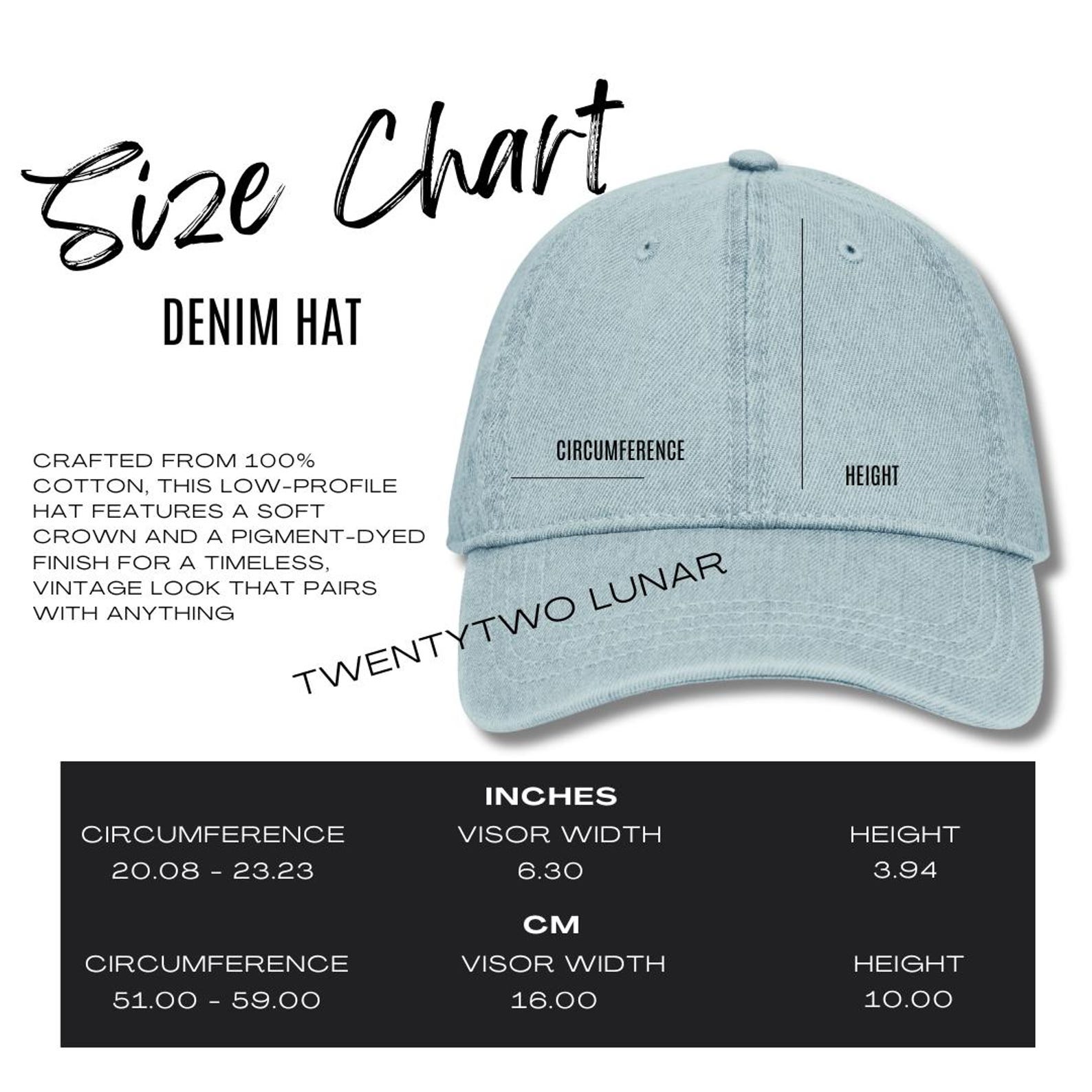 5 X Denim Hat (embroidery) Size Chart OTTO Cap 18-204 Hat Mockup ...