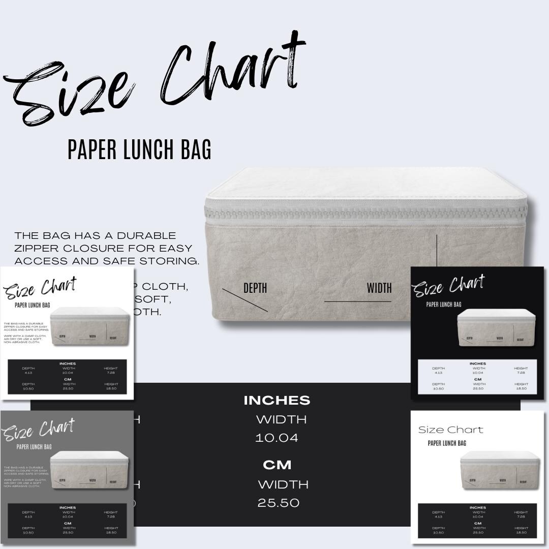 5 X Paper Lunch Bag Size Chart WOYC Size Chart Printify Bag Mockup Size ...