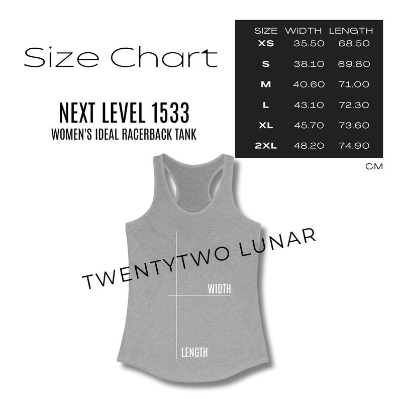 5 X Next Level 1533 Size Chart 1533 Sizing Guide Tank Measurement Next ...