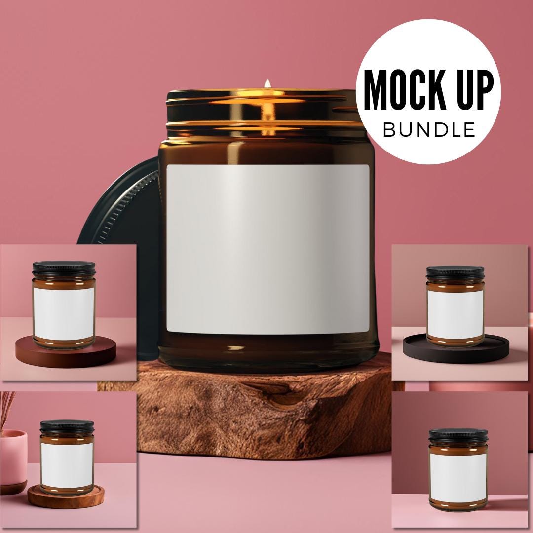 5 X Scented Soy Candle Mockup Bundle PNG Printify Candle 9oz Mockup ...