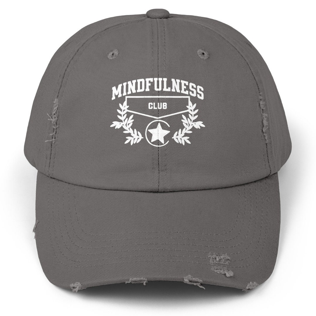 Varsity Mindfulness Distressed Cap Hat Gift for Spiritual Lover ...