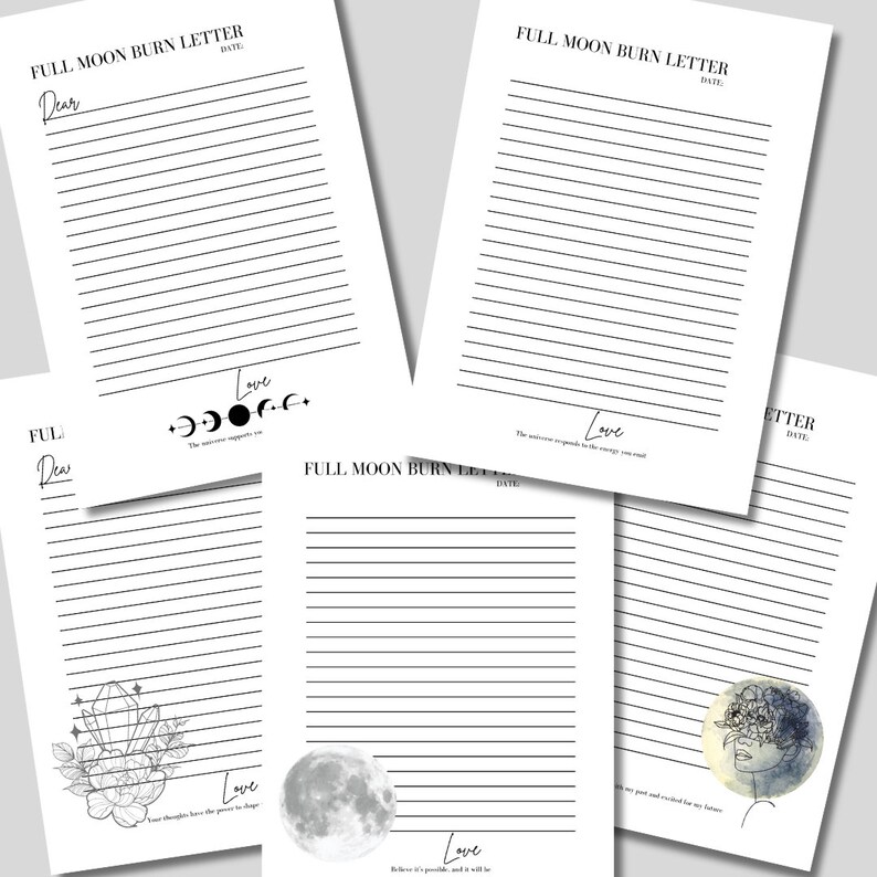 Full Moon Burn Letter Printable Instant Download 5 Page - Etsy