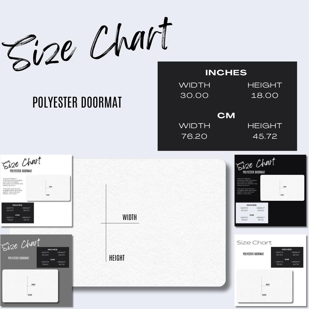 5 X Polyester Doormat Size Chart Mockup Product Details Mockup Printify ...