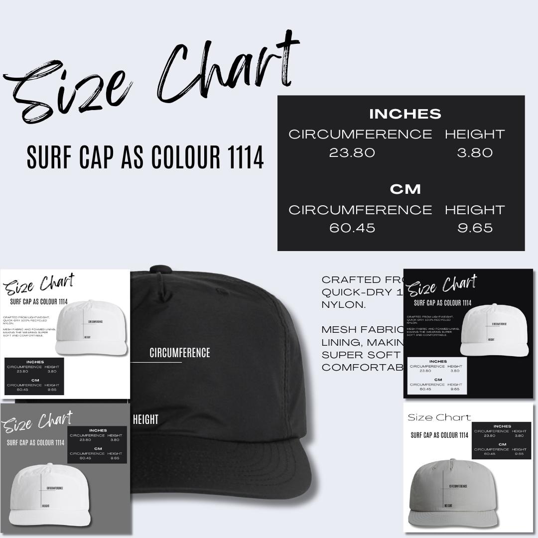 5x Surf Cap Size Chart AS Colour 1114 Mockup Product Details Mockup ...