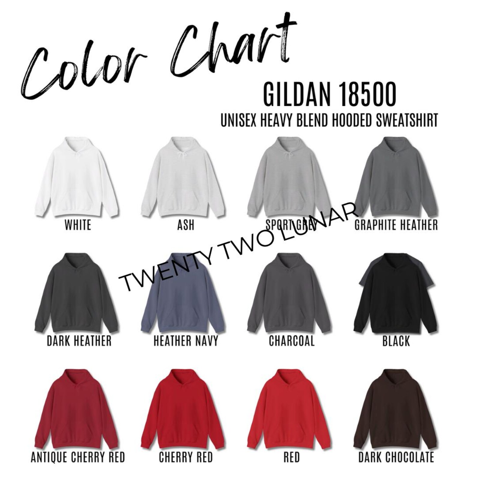 Gildan 18500 Color Chart Canva Template Hooded Sweatshirt Gildan ...