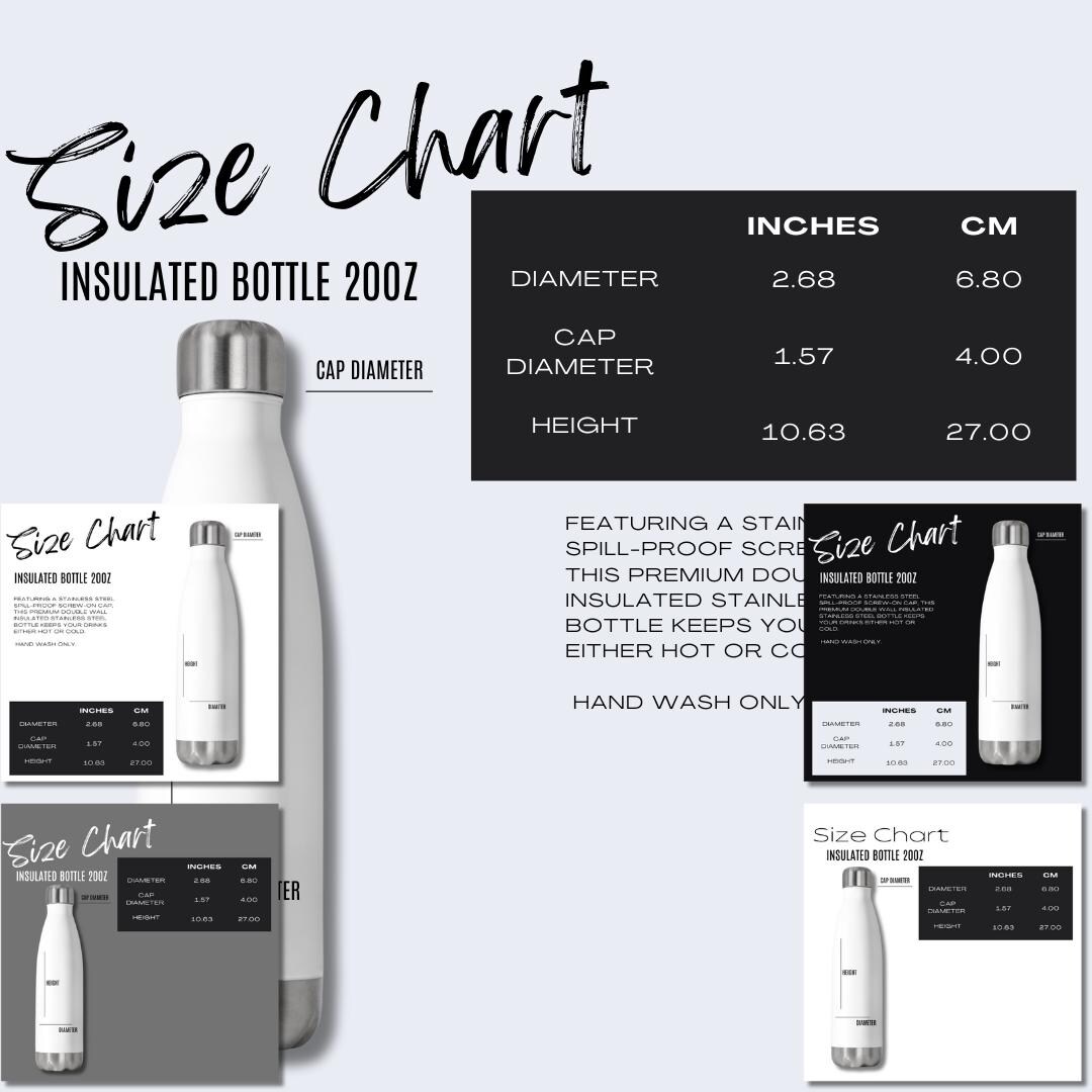 5 X 20oz Insulated Bottle Size Chart Mockup Product Details Tumbler ...