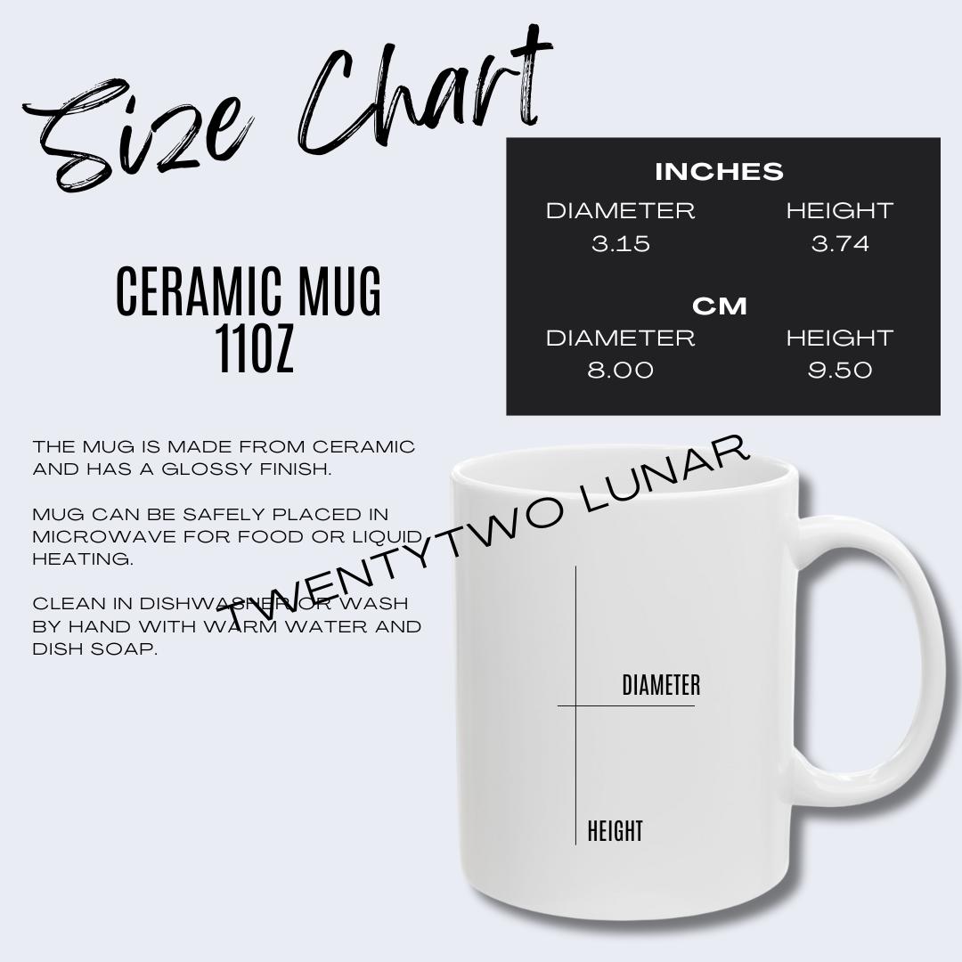 5 X Ceramic Mug Size Chart for 11oz and 15 Oz Coffee Mug Size Guide for ...