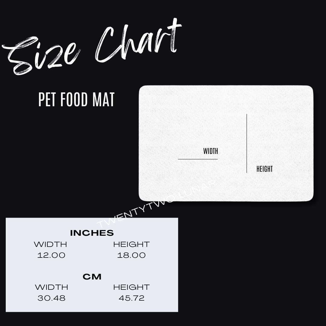 5 X Pet Food Mat 12 X 18 Size Chart Mat Mockup Product Details Mockup ...