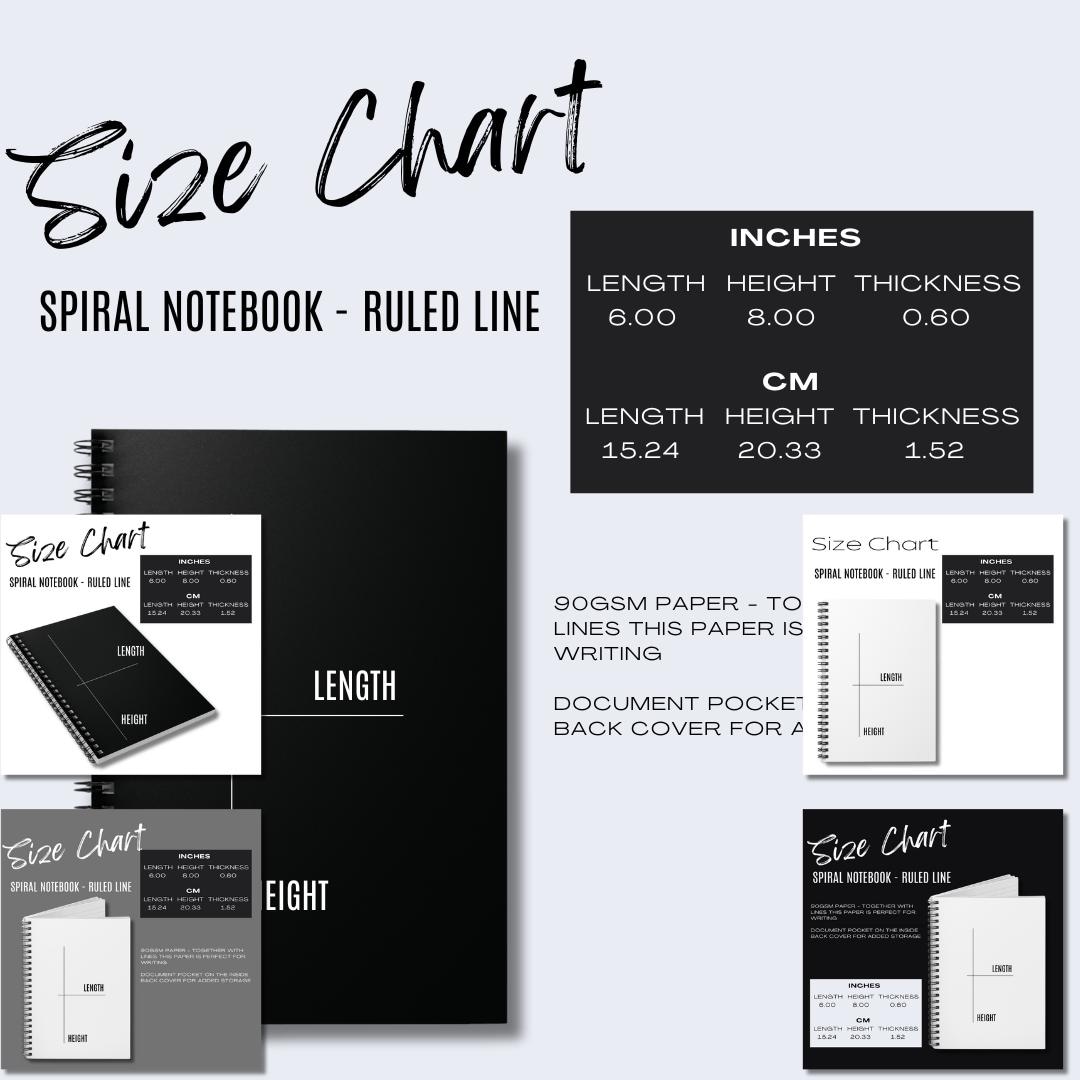 5 X Spiral Notebook Size Chart Size Chart Template SPOKE Custom ...