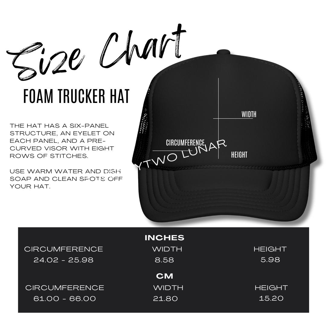 5 X Foam Trucker Hat Embroidery Size Chart OTTO Cap 39-165 Hat Mockup ...