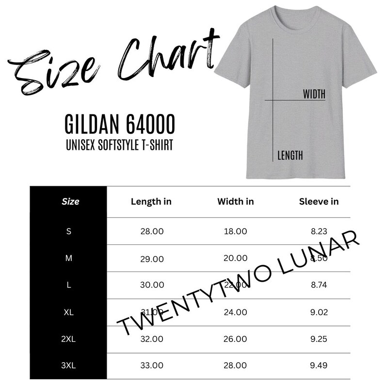 5 X Gildan 64000 Size Chart Printify Gildan Size Chart, POD Mockup Size ...