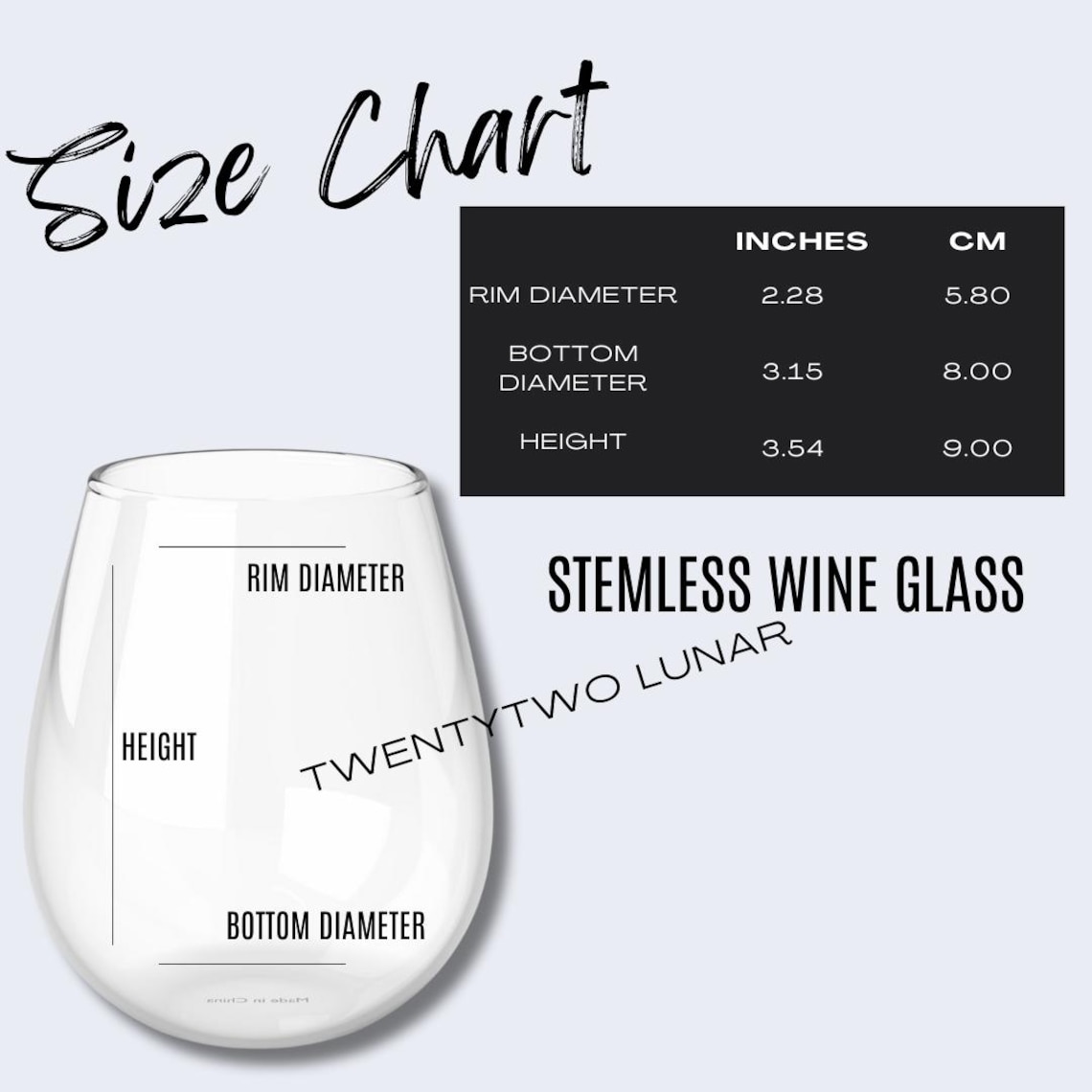 5 Stemless Wine Glass Size Chart Printify Wine Glass 11.75oz Size Guide ...