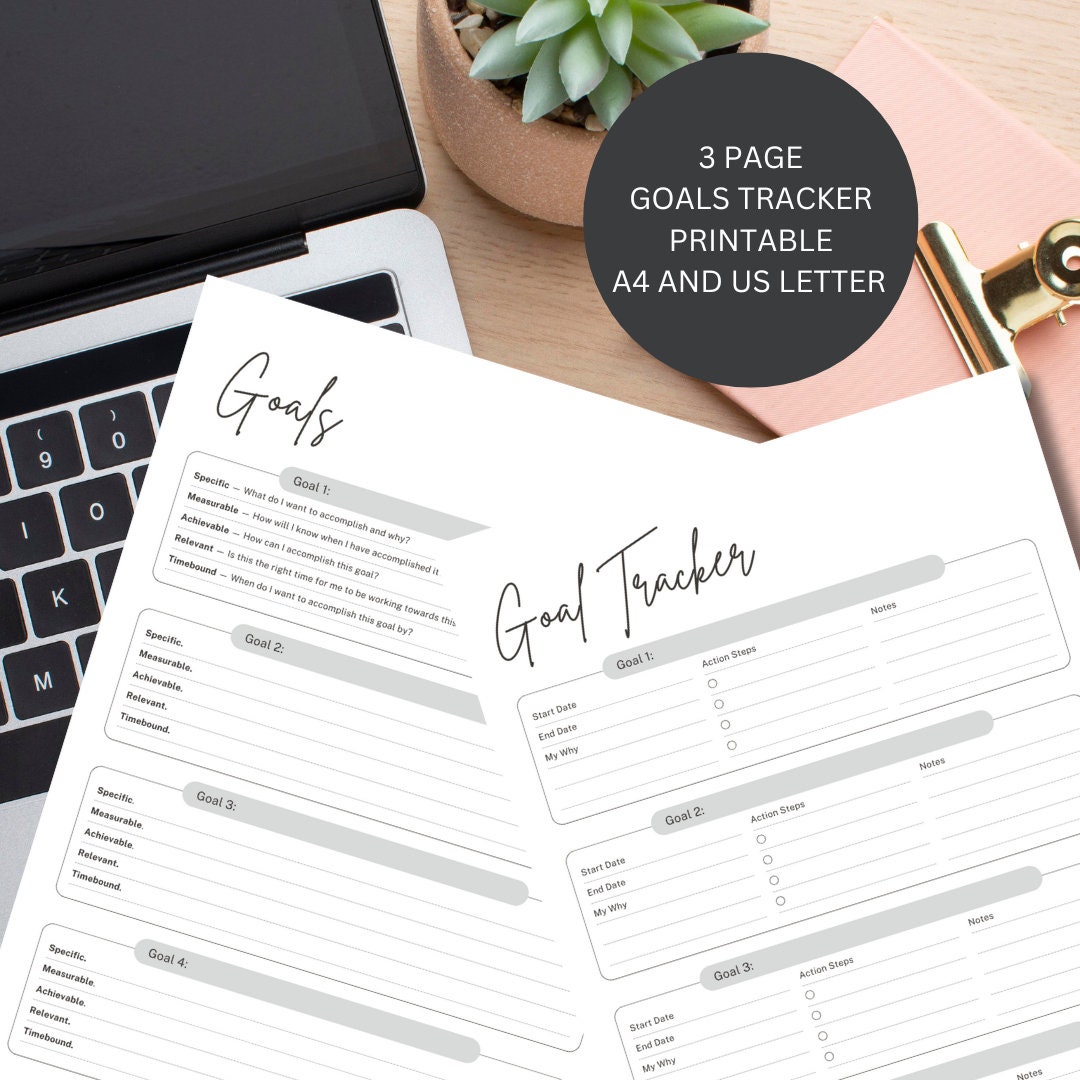 Goal Tracker Planner Printable Instant Download Bundle of 3 - Etsy