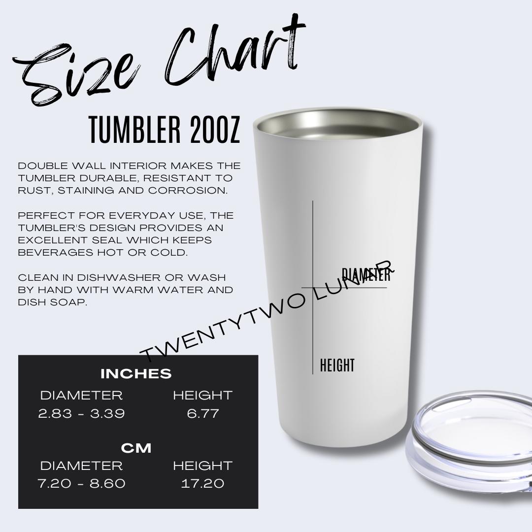 5 X Tumbler 20oz Size Chart Mockup Product Details Tumbler Mockup Mug ...