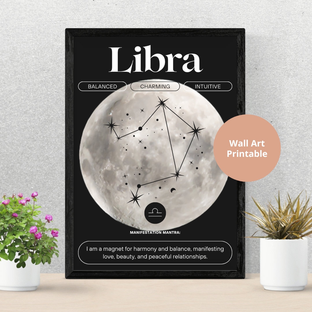 Libra Constellation Printable A4 A3 A2 A1 Artwork Gift Wall Art Zodiac ...