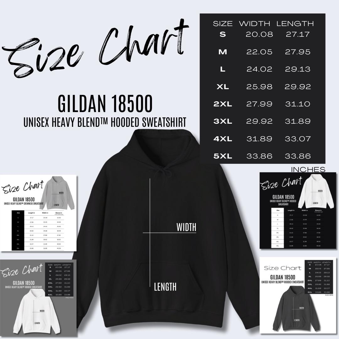 5 X Gildan 18500 Size Guide Printify 18500 Hoodie Size Chart, POD ...