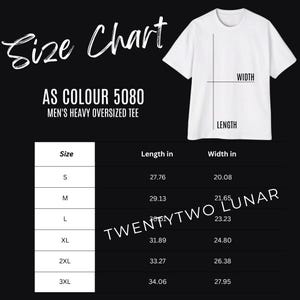 5 X AS Colour 5080 Size Chart Printify AS Colour Size Chart, POD Mockup ...