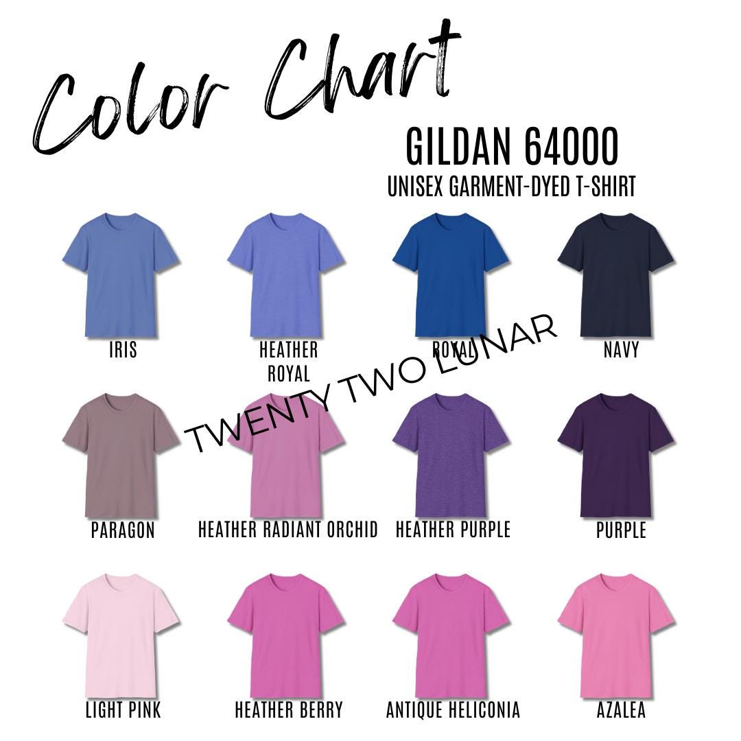 Gildan 64000 Color Chart Canva Template T-shirt Gildan Mockups Printify ...