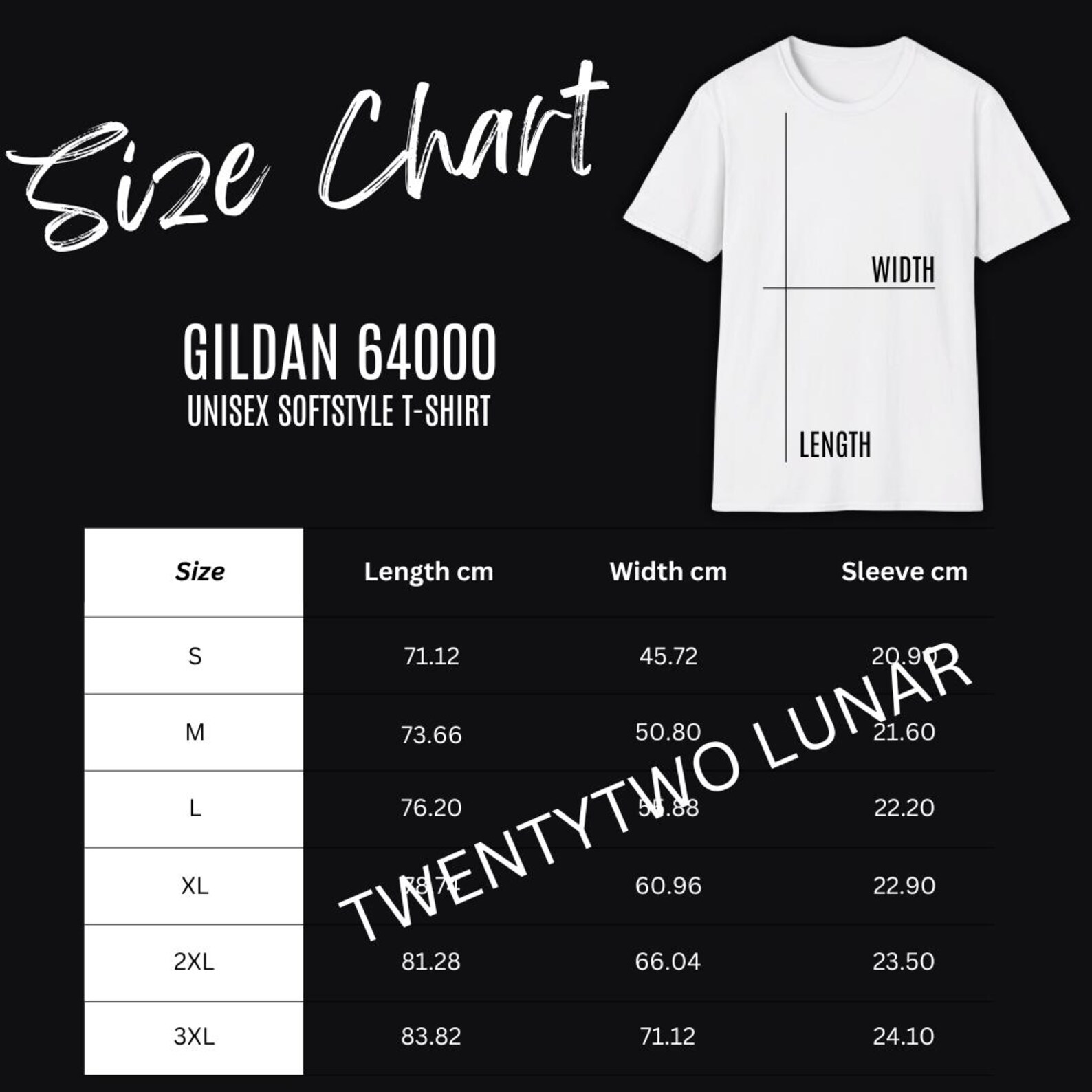 5 X Gildan 64000 Size Chart Printify Gildan Size Chart, POD Mockup Size ...