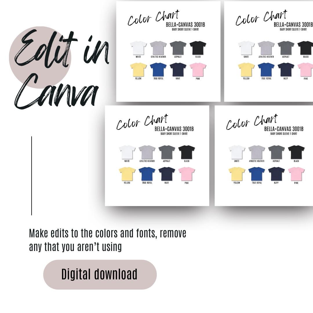 Bella Canvas 3001B Color Chart Canva Template Baby T-shirt Mockups ...