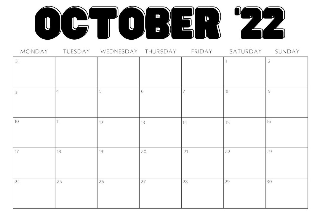 2023 Monthly Calendar Printable PDF Download 15 Months Oct Etsy Australia