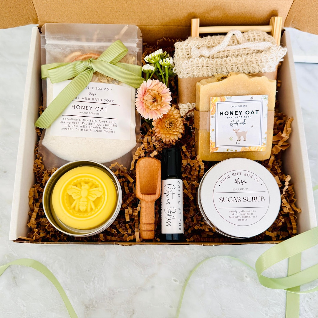 Honey Oatmeal Relaxation Spa Gift Box for Her Self Care Gifts for Mom ...