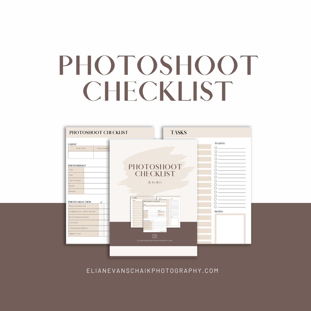 Photoshoot Checklist + Daily Planner With to Do List - Digital ...