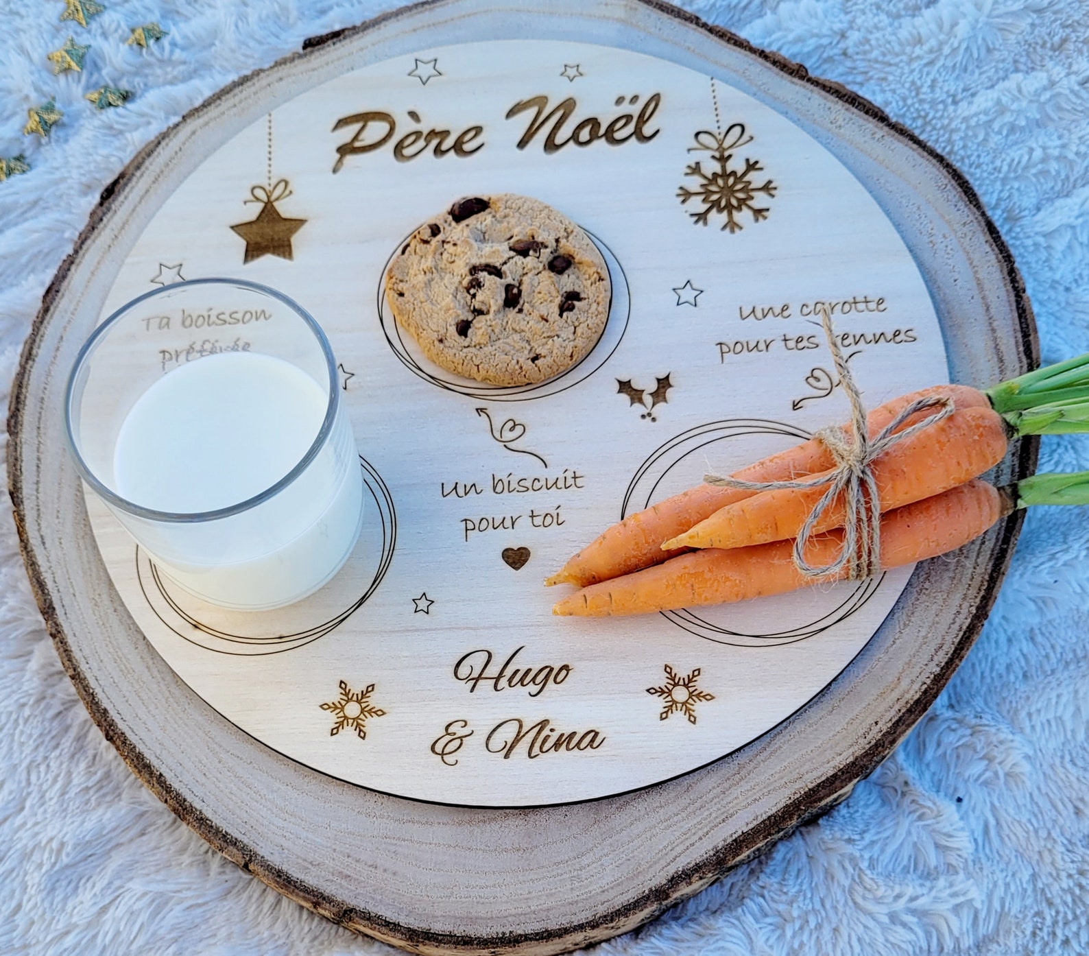 Planche à goûter du Père Noël personnalisé en bois, plateau Père Noël ...