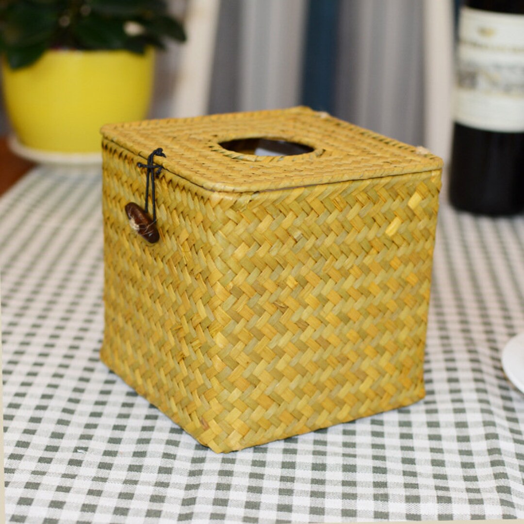 Handmade Seagrass Tissue Box With Cover Square Tissue Box - Etsy