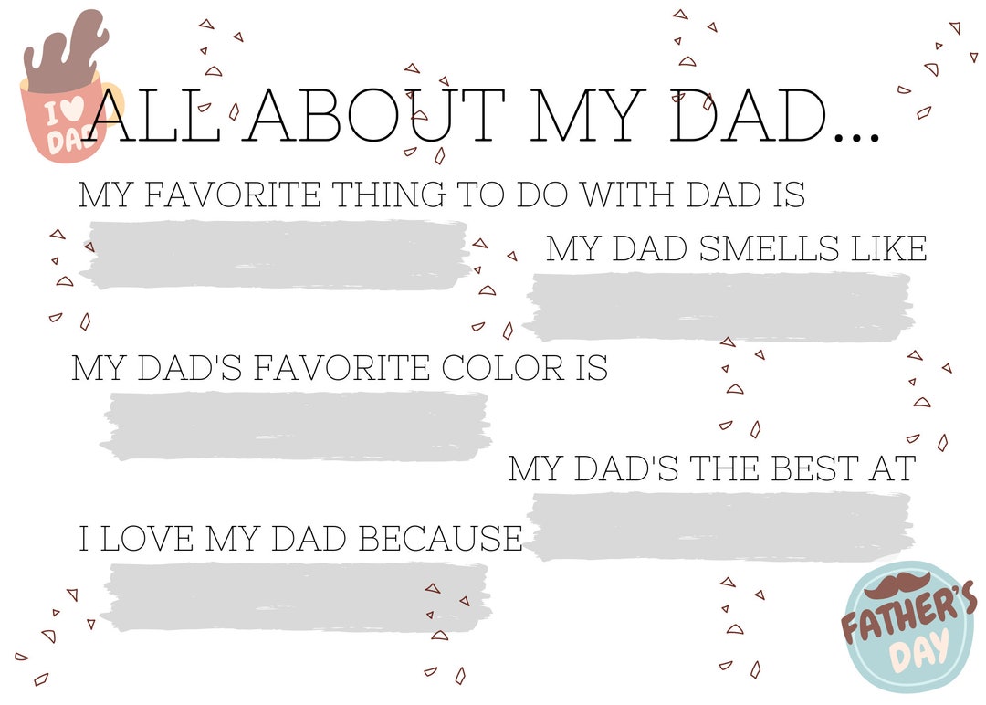Printable Father's Day Card- DIY Father's Day Card-about My Dad - Etsy
