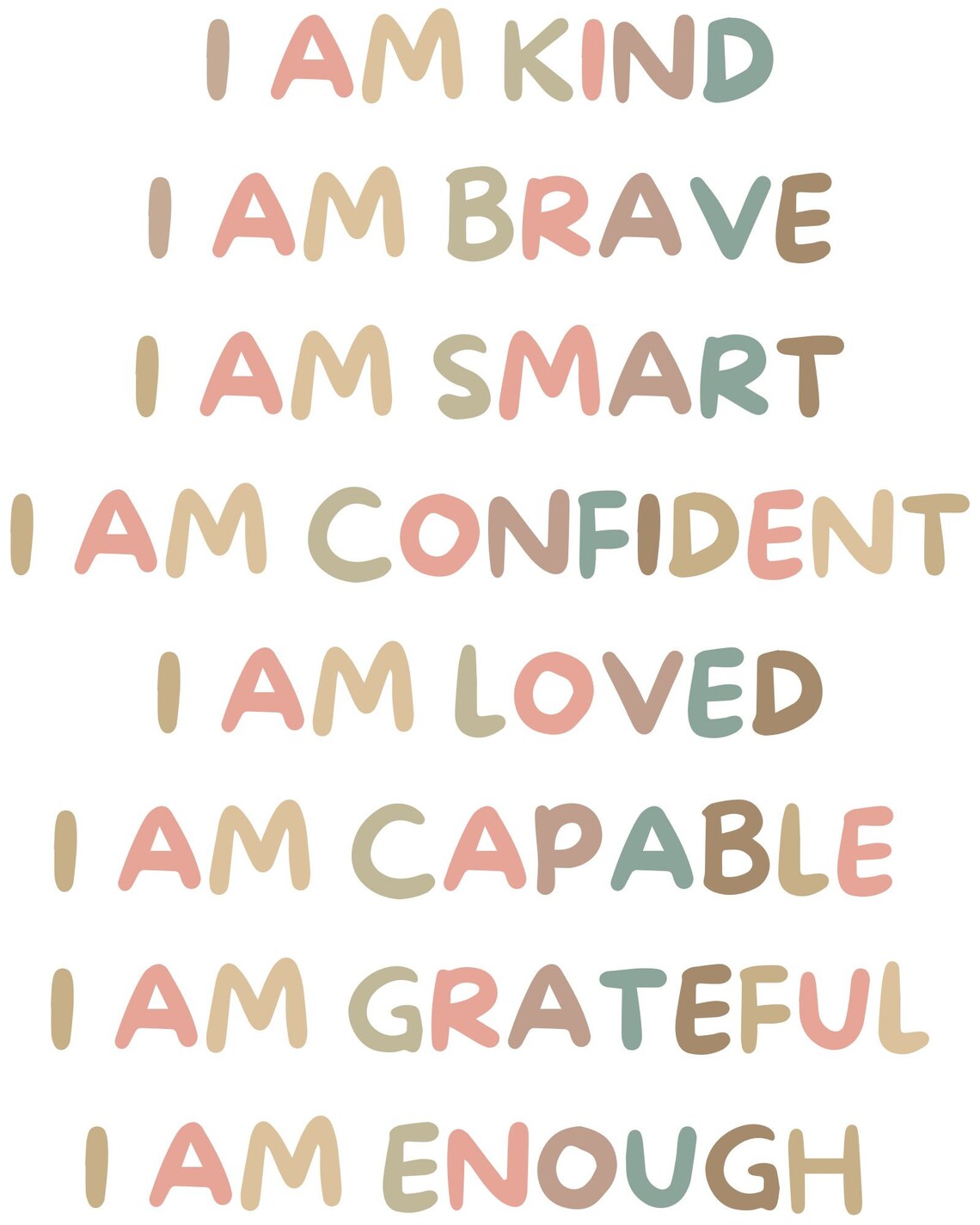 Affirmations for Kids, Classroom Posters, I Am Affirmations, Playroom ...