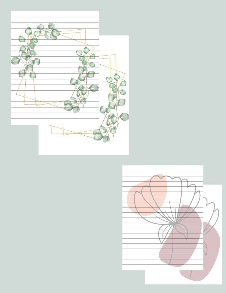 Printable Floral Stationery, Digital Download, Writing Paper, 10 Floral ...