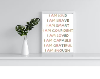 Affirmations for Kids, Classroom Posters, I Am Affirmations, Playroom ...