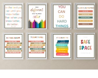 Set of 7 Classroom Posters, Affirmations, Playroom Wall Decor, Playroom ...
