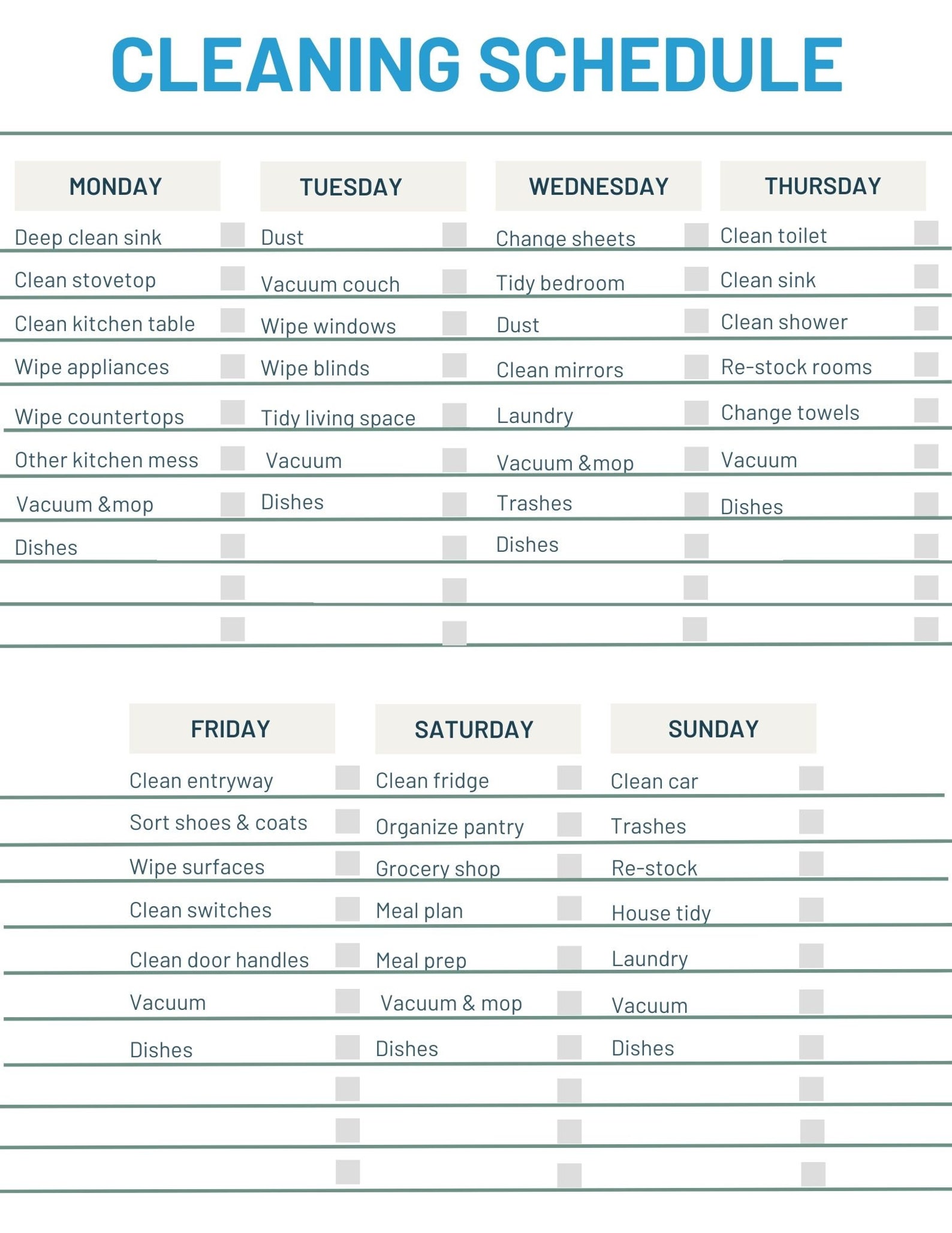 Editable Cleaning Planner, Cleaning Checklist, Cleaning Schedule, Daily ...