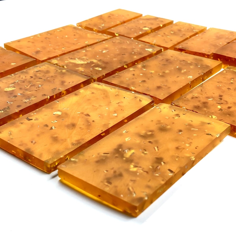 Synthetic Amber Gemstone Slab, Rectangle Raw Slices for Gems and ...