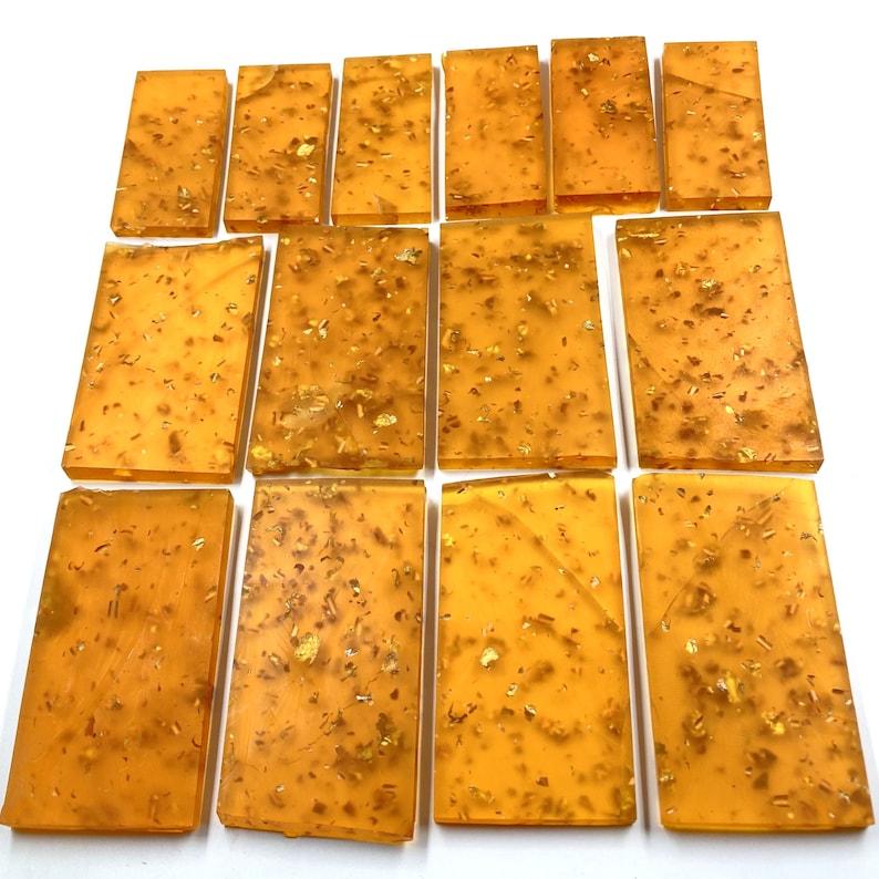 Synthetic Amber Gemstone Slab, Rectangle Raw Slices for Gems and ...