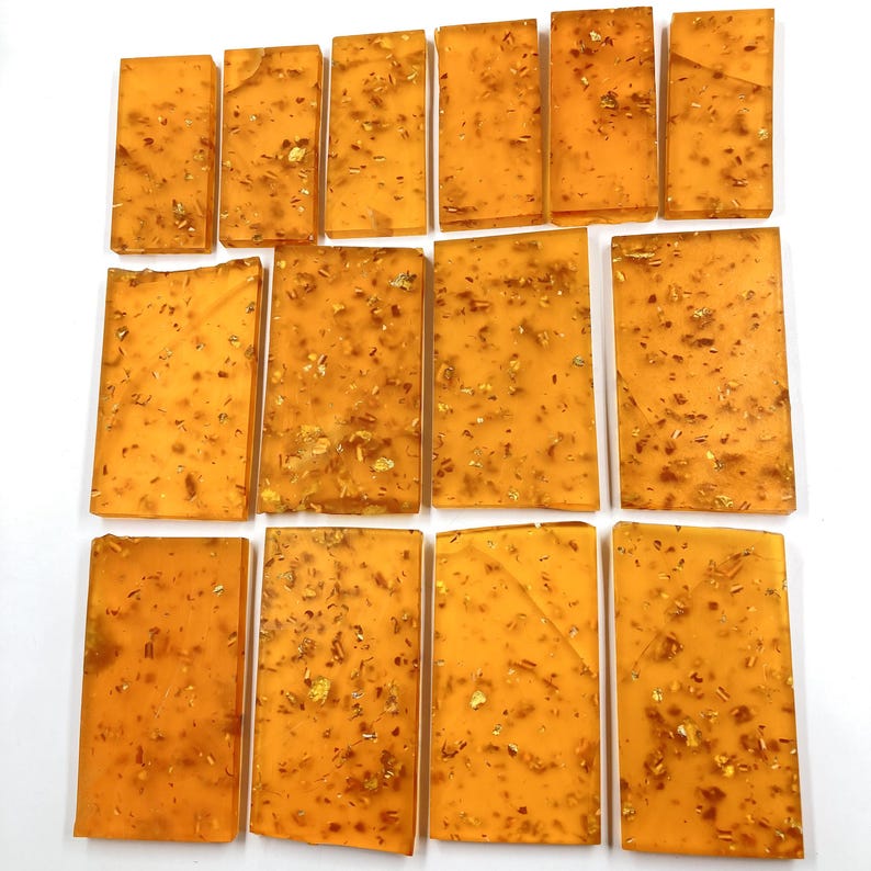 Synthetic Amber Gemstone Slab, Rectangle Raw Slices for Gems and ...