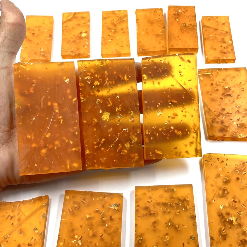 Synthetic Amber Gemstone Slab, Rectangle Raw Slices for Gems and ...