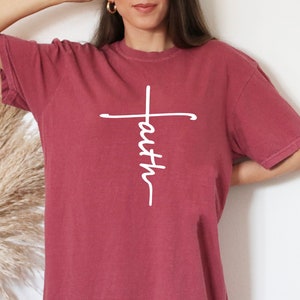 Comfort Colors® Faith Cross Christian Shirt, Faith Cross Shirt ...