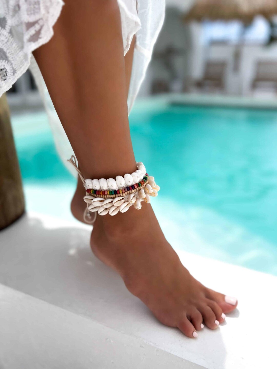 Shell Anklet Boho – Handmade Beach Ankle Bracelet – Cowrie Shell ...