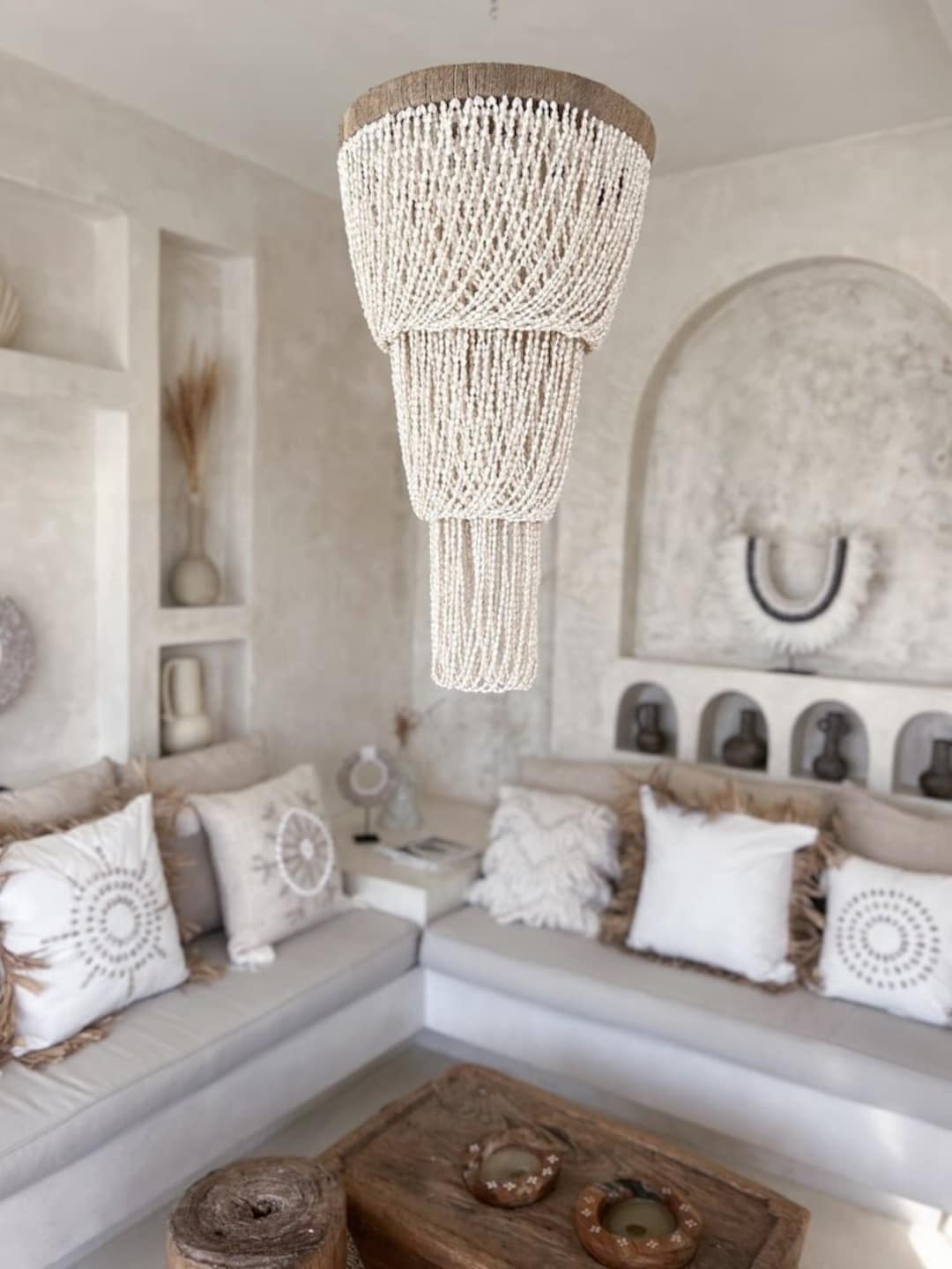 Shell Chandelier, Handcrafted Shell Lamp Shade - Bedroom Pendant ...