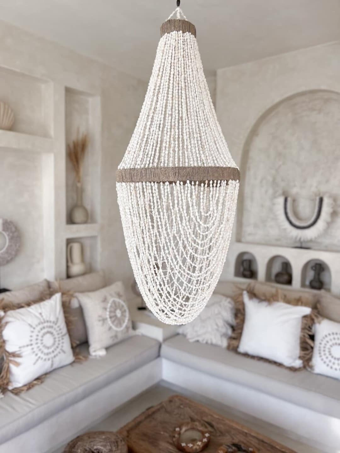 Shell Chandelier, Handcrafted Shell Lamp Shade - Bedroom Pendant ...