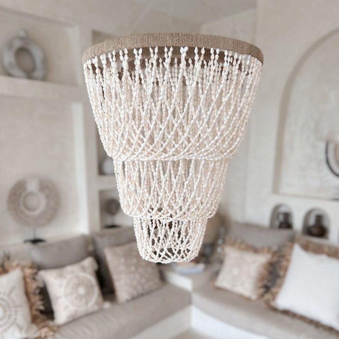 Shell Chandelier, Handcrafted Shell Lamp Shade - Bedroom Pendant ...