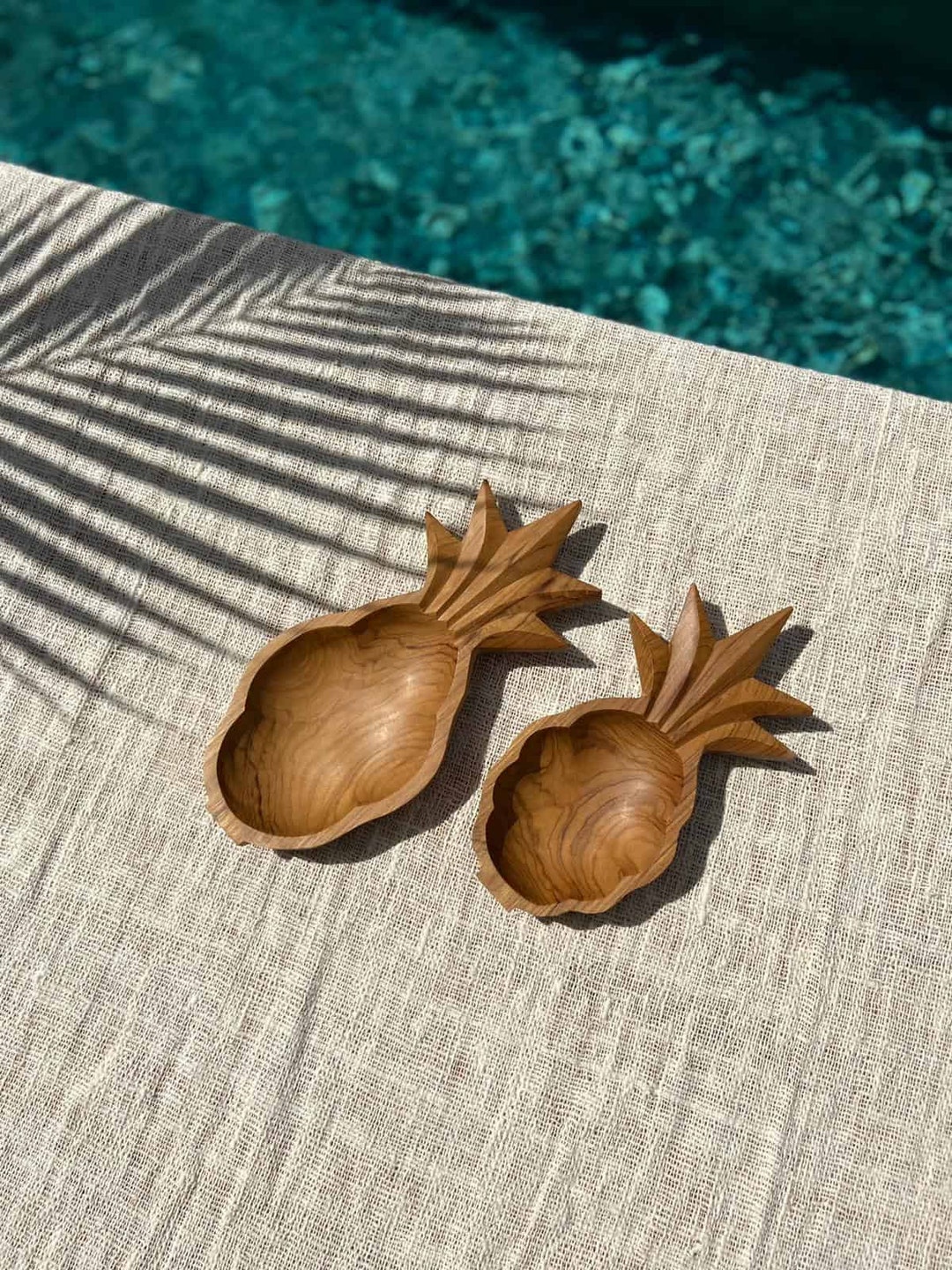 Wooden Pineapple Serving Dish, Teakwood Pineapple Bowl, Carved Wood ...