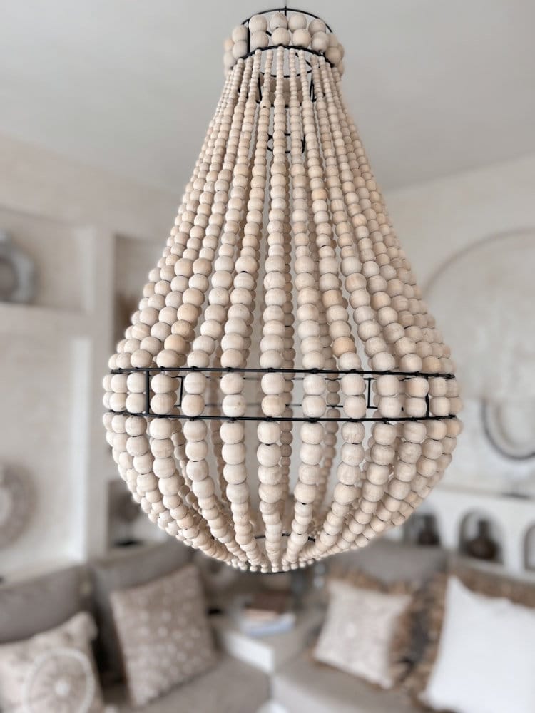 Bead Chandelier Boho Pendant Lamp With Beads Wood Beaded - Etsy