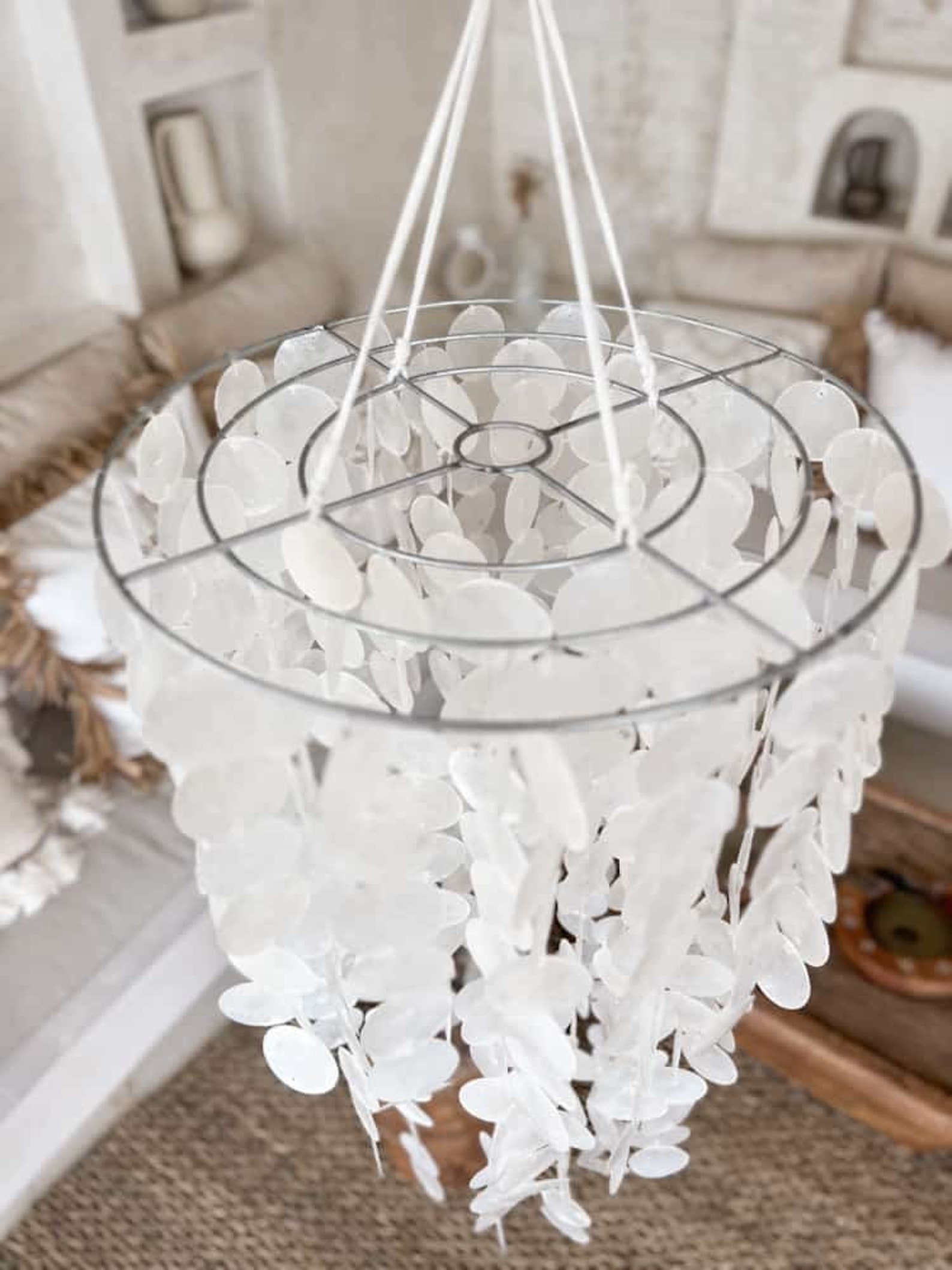 Mother-of-pearl Chandelier, Pearl Chandelier, Natural Handmade Lighting ...