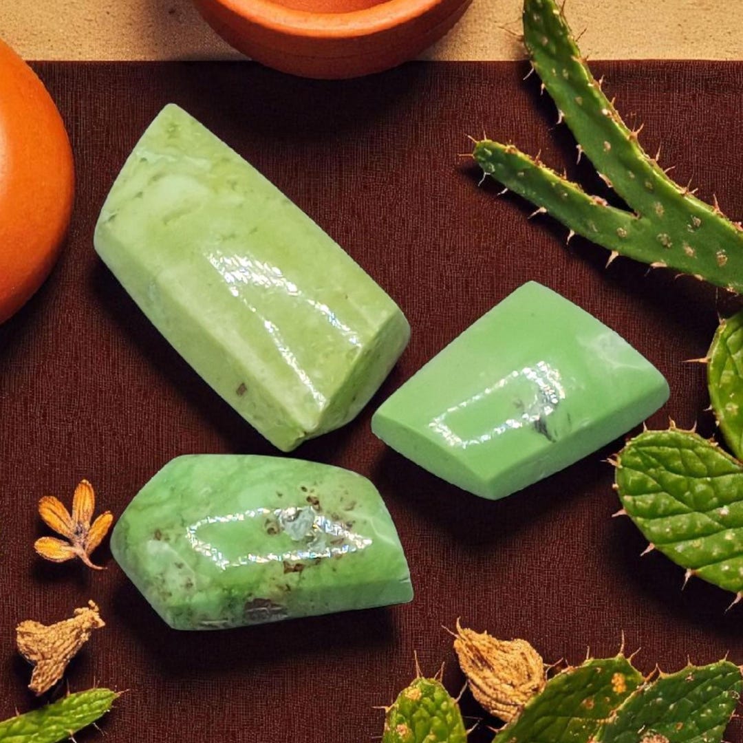 Green Gaspeite Stone Cabochon 3 Piece Natural Stone 17.5 Ct. Total ...