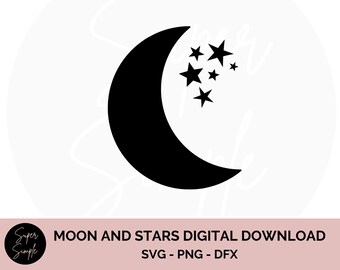 Moon and Stars Dxf - Etsy