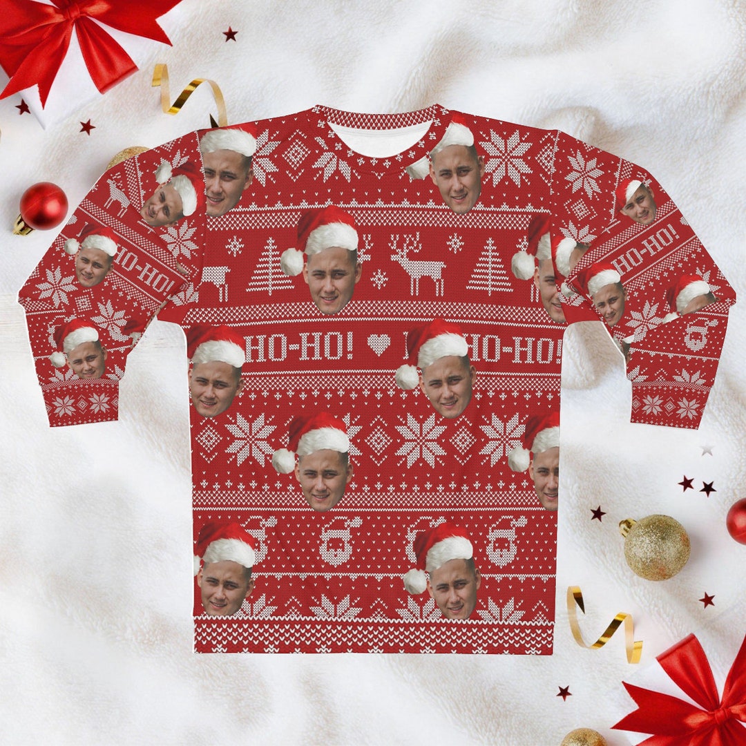 Custom Ugly Christmas Sweatshirt, Family Matching Sweaters, Face Xmas ...
